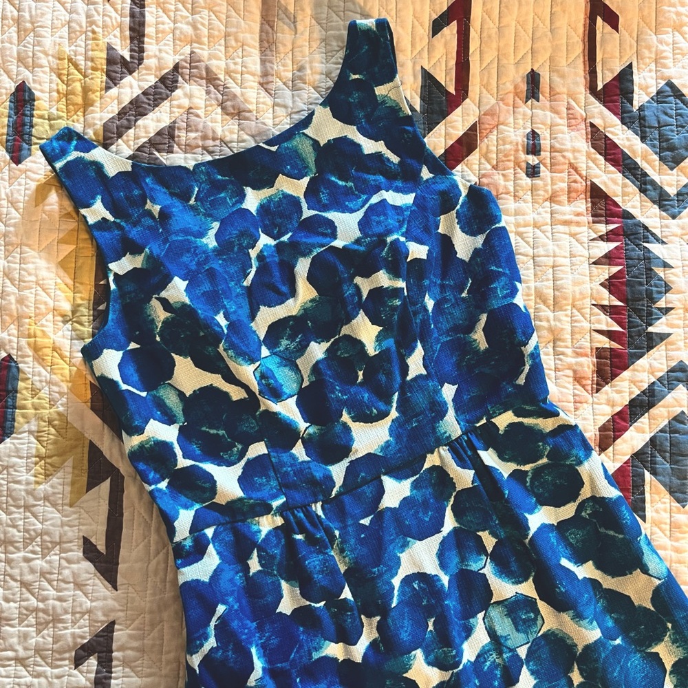 Tabitha Blue Watercolor Dot Dress - Gem